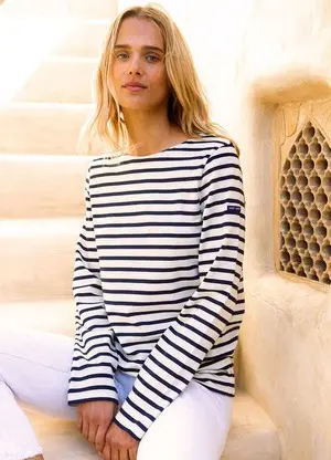 Saint James Minquiers Moderne Striped Shirt - Ecru/navy