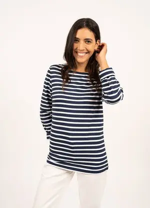 Saint James Minquiers Moderne Striped Shirt - Navy/white