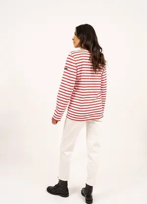 Saint James Minquiers Moderne Striped Shirt - White/red