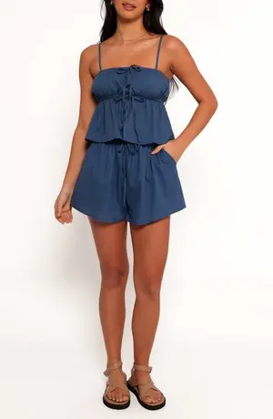 PETAL & PUP Gianna Cotton Camisole & Shorts Set - Denim
