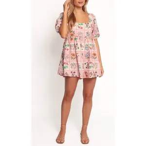 PETAL & PUP Floretta Puff Sleeve Romper - Flora Tile