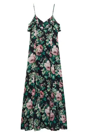 Mango Floral Ruffle Detail Dress