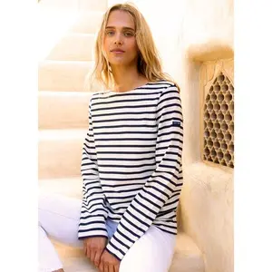 Saint James Minquiers Moderne Striped Shirt Ecru/navy