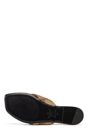 Mcm Lauretos Raffia Jacquard Flat Sandals