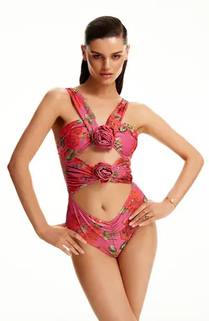 LUNA B Bella Swimsuit Printed Fuchsia
