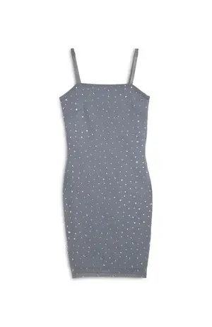 THEME Brooke Rhinestone Mesh Dress - Silver