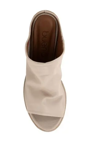 BUENO Leather Block Heel Slide Sandals - Light Grey