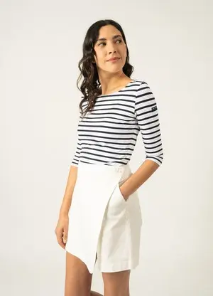 Saint James Garde-cote Iii Uv Fabric Breton Striped Top - White/navy