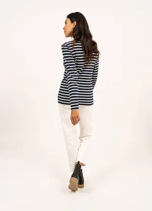 Saint James Minquidame Breton Long Sleeve Striped Shirt - Navy/ecru
