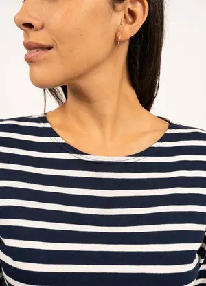 Saint James Minquidame Breton Long Sleeve Striped Shirt - Navy/ecru
