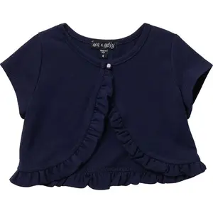 AVA & YELLY Ruffle Edge Cardigan Sweater - Navy