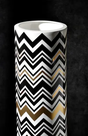 MISSONI HOME TABLEWARE High Vase Zig Zag Gold Diam. 6.3