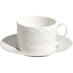 MISSONI HOME TABLEWARE Tea Cup & Saucer Zig Zag Set Of 6 - White
