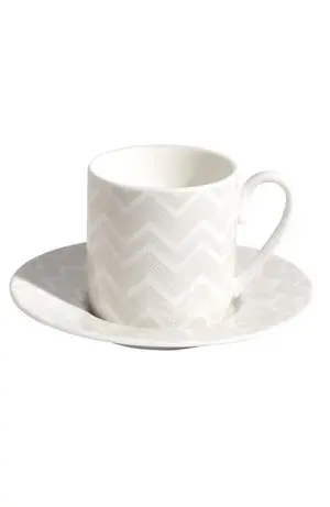 MISSONI HOME TABLEWARE Coffee Cup & Saucer Zig Zag Set Of 6 - White