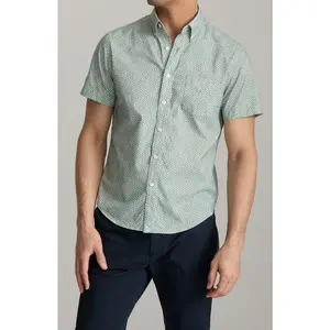 UNTUCKIT Ivers Short Sleeve Performance Button-down Shirt - Green