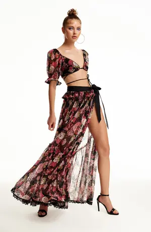 LUNA B Floral Maxi Skirt