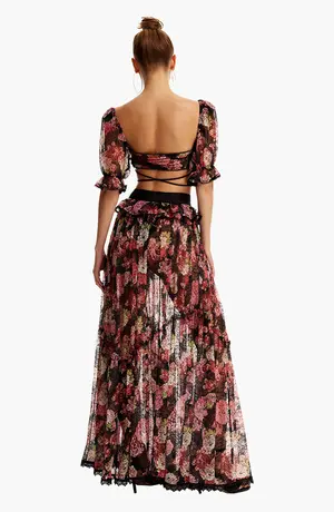 LUNA B Floral Maxi Skirt