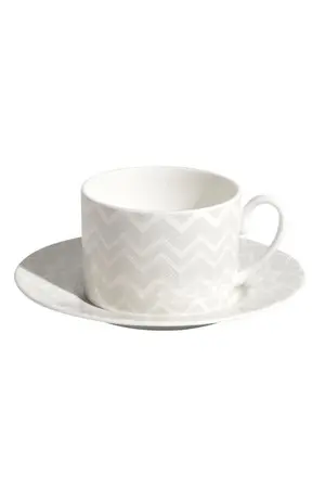 MISSONI HOME TABLEWARE Tea Cup & Saucer Zig Zag Set Of 2 - White