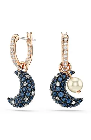 SWAROVSKI Sublima Luna Drop Earrings - Rose Gold/blue