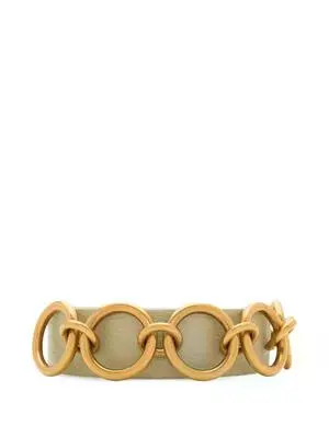 Burberry Leather Belt With Chain-link Detail - Brown