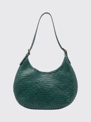 Dragon Diffusion Mezza Luna Woven Leather Shoulder Bag - Green