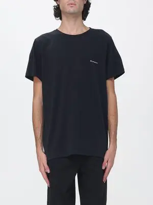 Isabel Marant Étoile Crewneck Cotton T-shirt With Contrast Logo And Dropped Shoulders - Black