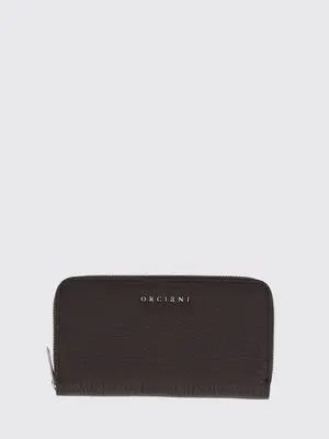 Orciani Large Continental Wallet In Hammered Leather With Zip-around Closure - Dark