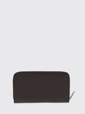 Orciani Large Continental Wallet In Hammered Leather With Zip-around Closure - Dark
