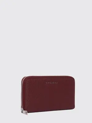 Orciani Large Continental Wallet In Hammered Leather With Zip-around Closure