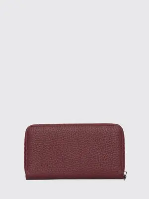 Orciani Large Continental Wallet In Hammered Leather With Zip-around Closure