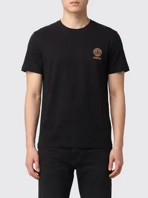 Versace Short-sleeved Slim Fit T-shirt In Cotton With Medusa Logo