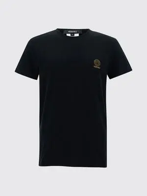Versace Short-sleeved Slim Fit T-shirt In Cotton With Medusa Logo