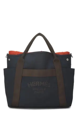 Hermès Canvas Sac De Pansage Grooming Bag - Navy