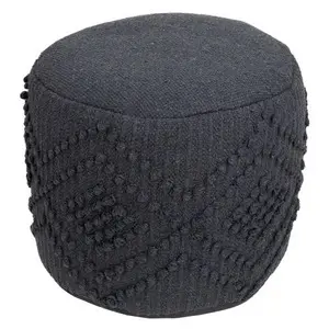 NORTHLIGHT Woven Cotton Textured Round Pouf14"