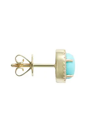 Meira T Diamond And Turquoise Stud Earrings