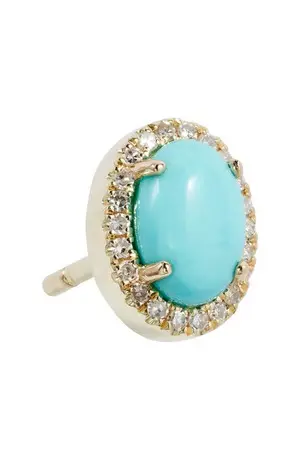 Meira T Diamond And Turquoise Stud Earrings