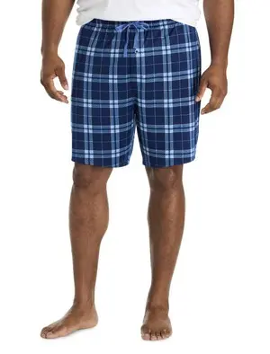 HARBOR BAY BY DXL Big & Tall Plaid Lounge Shorts - Blue Multi
