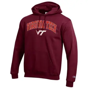 Champion Virginia Tech Hokies Arched Logo Fleece Pullover Hoodie - Maroon