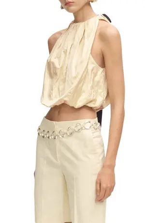 Mango Sleeveless Metallic Bubble Hem Top