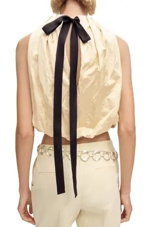Mango Sleeveless Metallic Bubble Hem Top