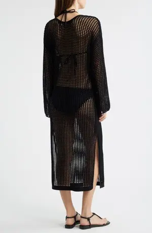 525 America Christie Open Stitch Long Sleeve Cover-up Maxi Dress