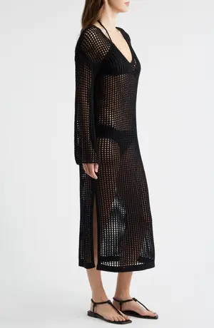 525 America Christie Open Stitch Long Sleeve Cover-up Maxi Dress