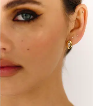 MAZIN JEWELS Marquise Stud Earrings - Gold