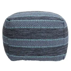 NORTHLIGHT Striped Woven Cotton Square Pouf14" - Gray
