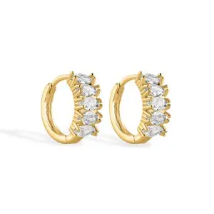 MAZIN JEWELS Baguette Hoop Earrings - Yellow