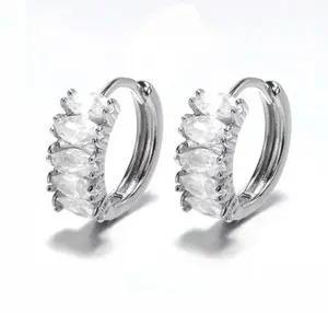 MAZIN JEWELS Baguette Hoop Earrings - Silver