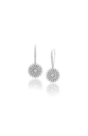 Sheryl Lowe Diamond Daisy Drop Earrings - Sterling Silver