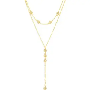 MAZIN JEWELS Pavé Heart Lariat - Gold