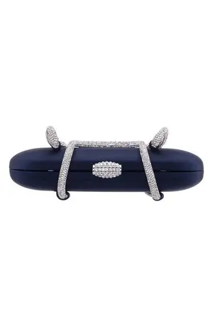 Nina Camara Frame Clutch - Navy