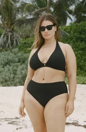 Mango Textured Bikini Top - Black